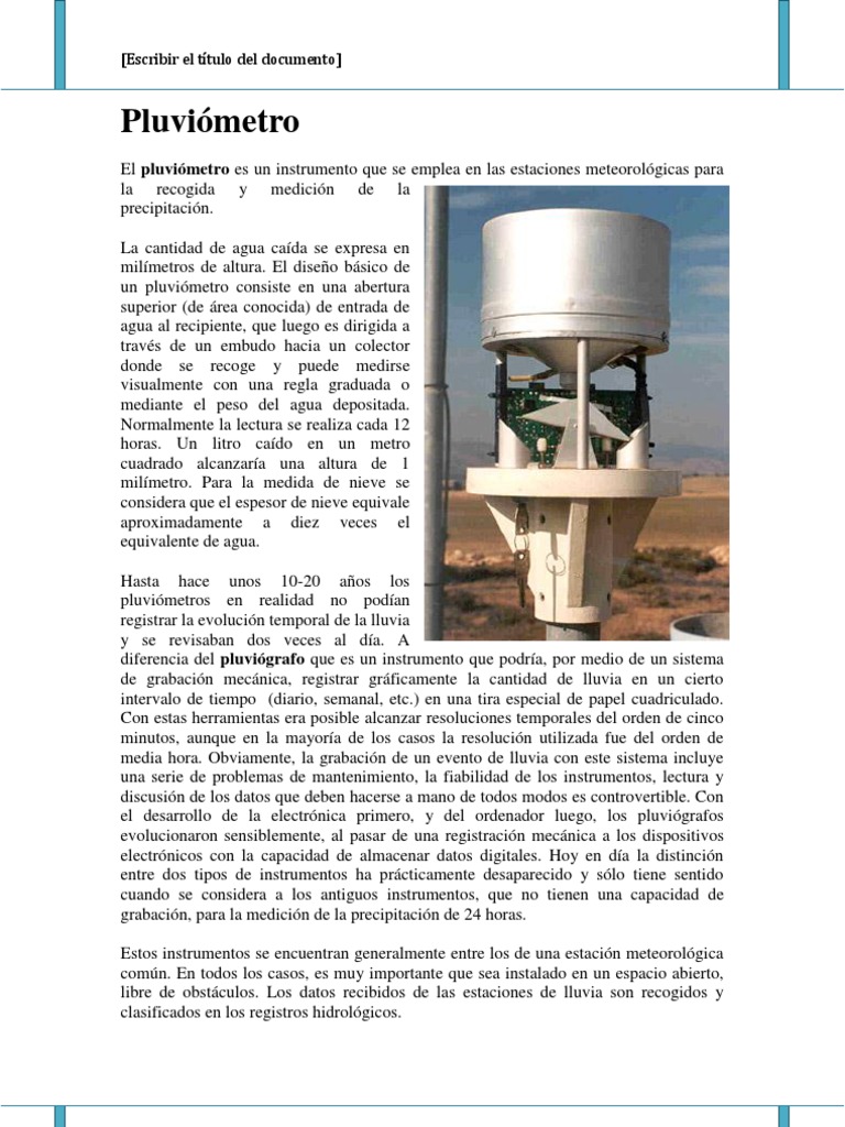 Definición y Función del Pluviómetro | PDF | Science | Ingeniería