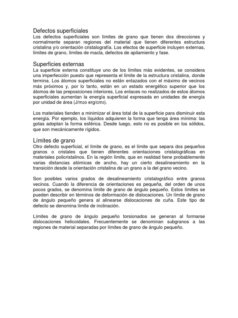 Defectos Superficiales | PDF | Estructura cristalina | Cristal