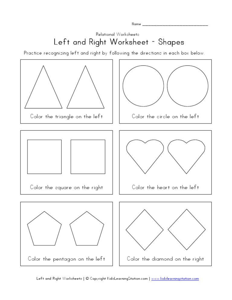 Left Right Worksheet