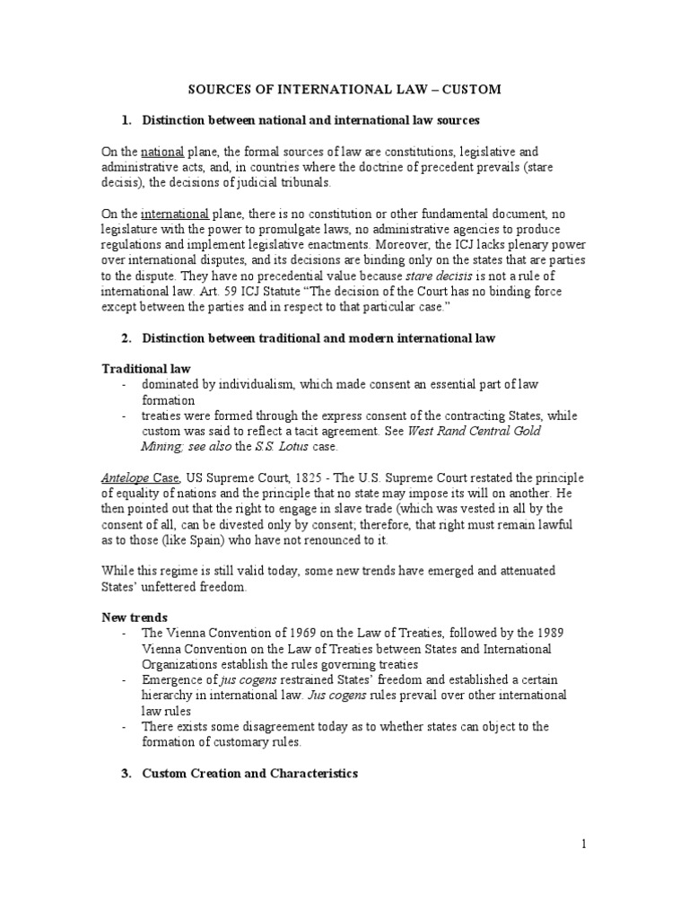 Sources of International Law - Custom | PDF | Politics