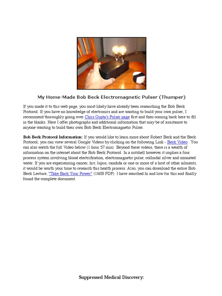 DIY Bob Beck Electromagnetic Pulser Guide | PDF | Series And Parallel ...