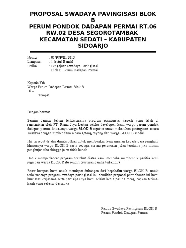 Proposal Pavingisasi | PDF | Teknologi & Rekayasa