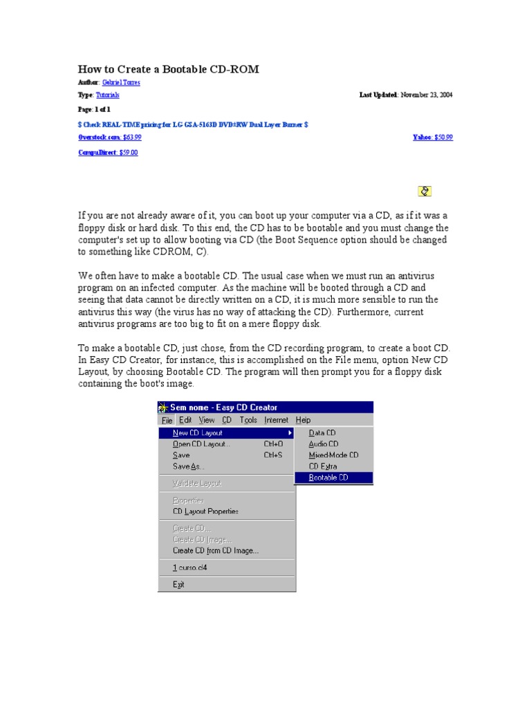 Bootable CD Creation Guide | PDF | Booting | Antivirus Software