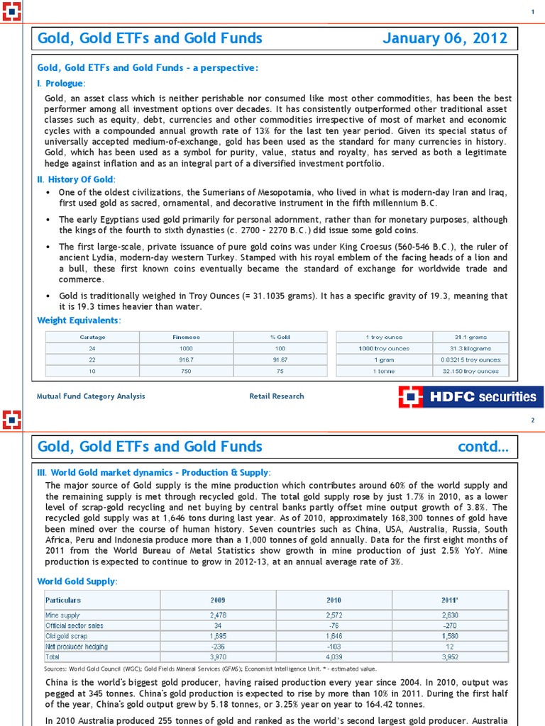 Gold Gold Etf HDFC Bank | PDF | Exchange Traded Fund | Gold As An ...