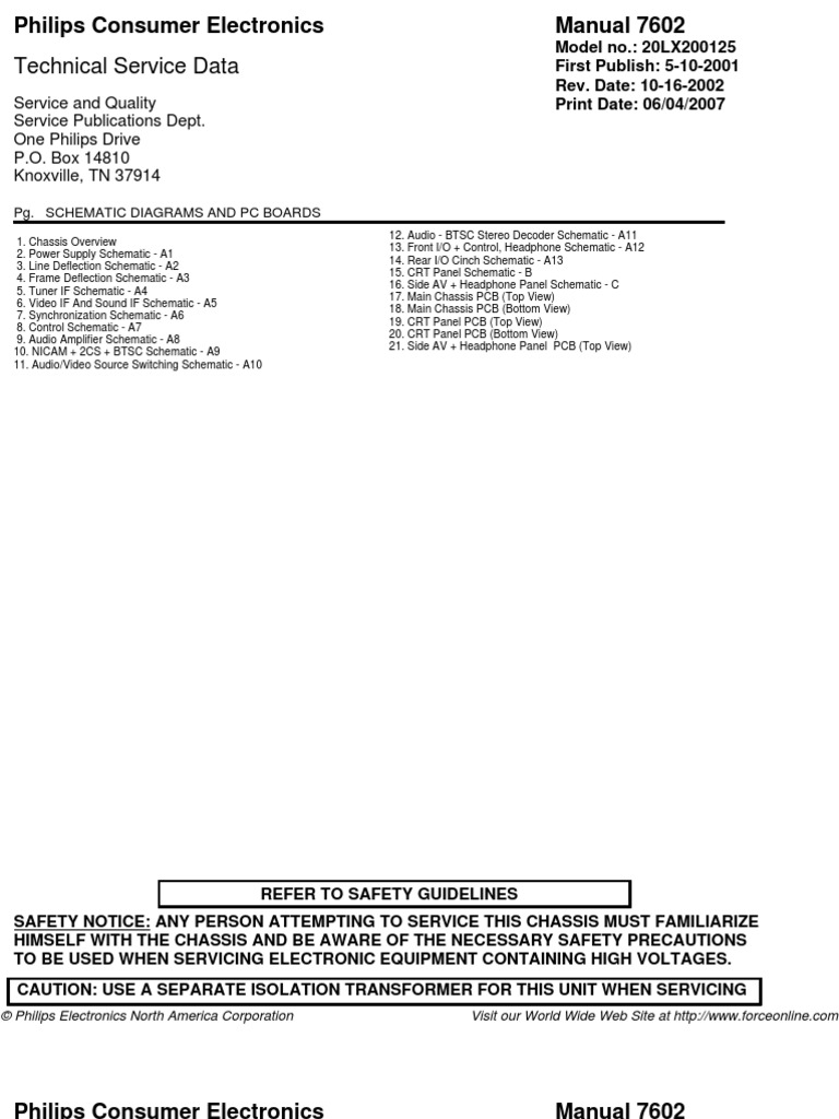 20LX200125 19L800 7602 - Philips TV | PDF | Cathode Ray Tube ...