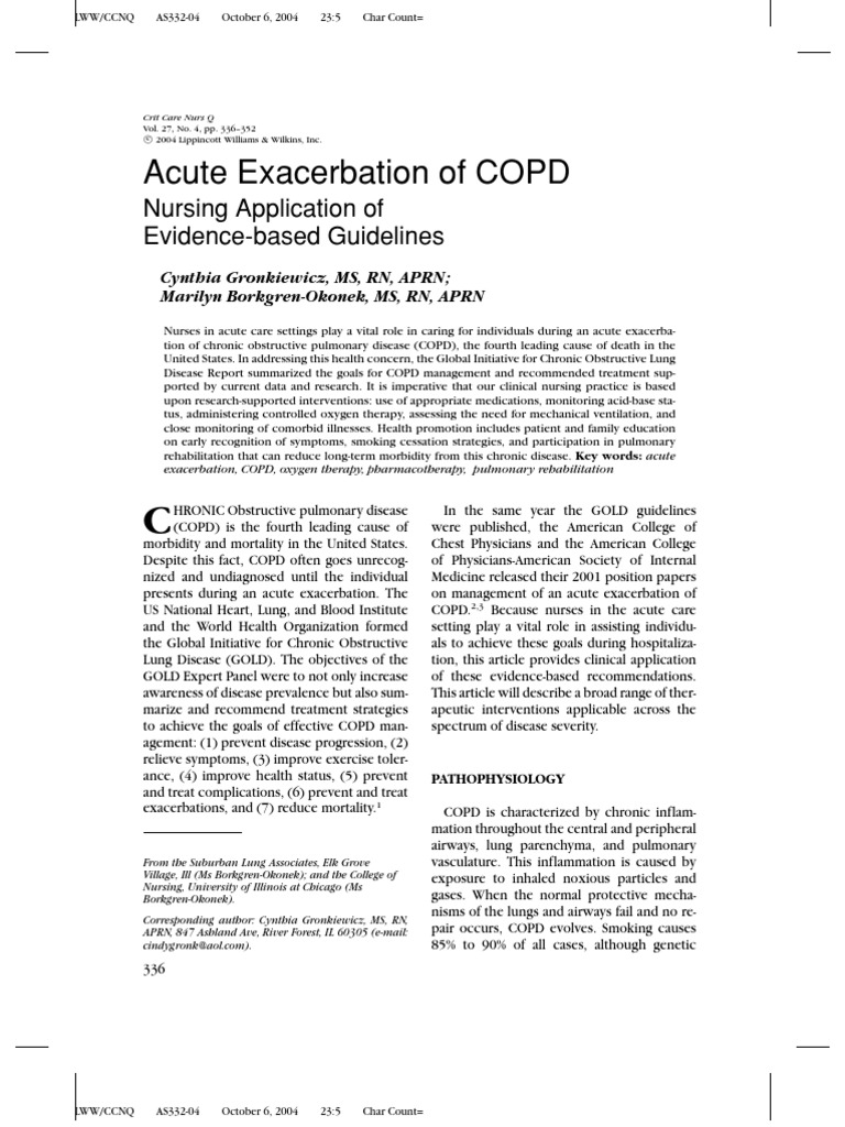 Acute Exacerbation of COPD Nursing Application of Evidence-Based ...