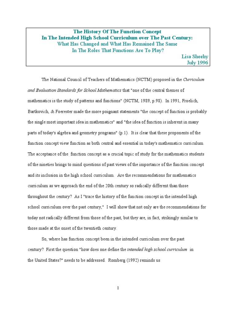 History of Functions | PDF | National Council Of Teachers Of ...