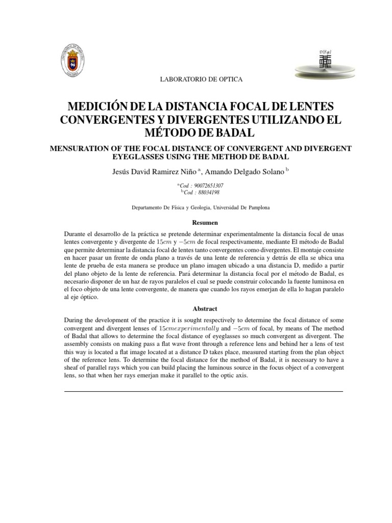 Metodo de Badal | PDF | Lente (óptica) | Atómico