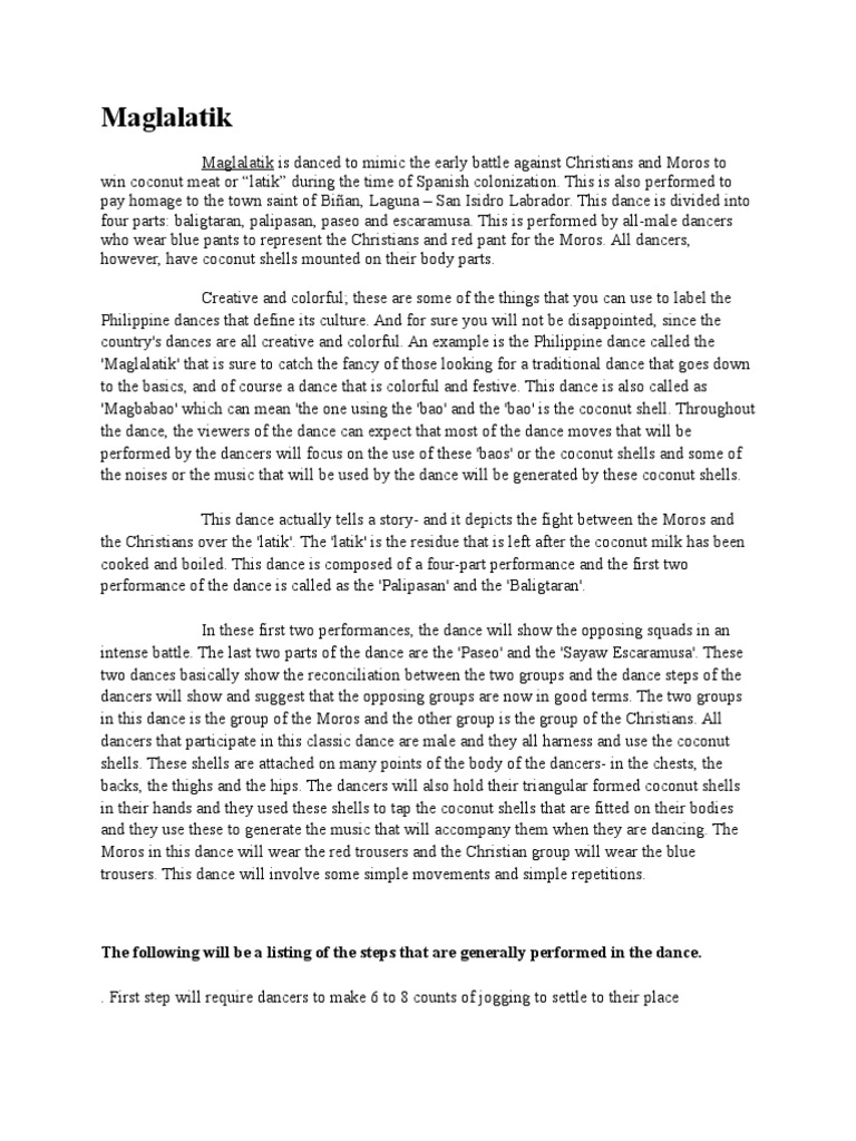 Maglalatik | PDF | Dances | Entertainment