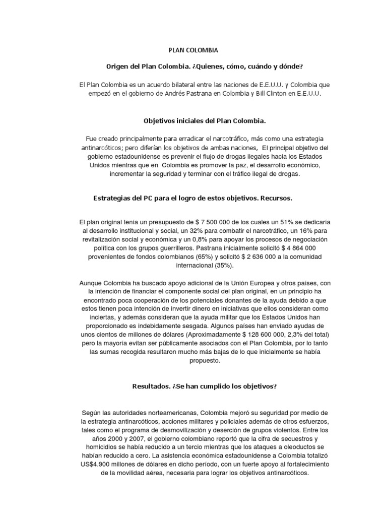 Plan Colombia | PDF | Relaciones internacionales | Seguridad nacional