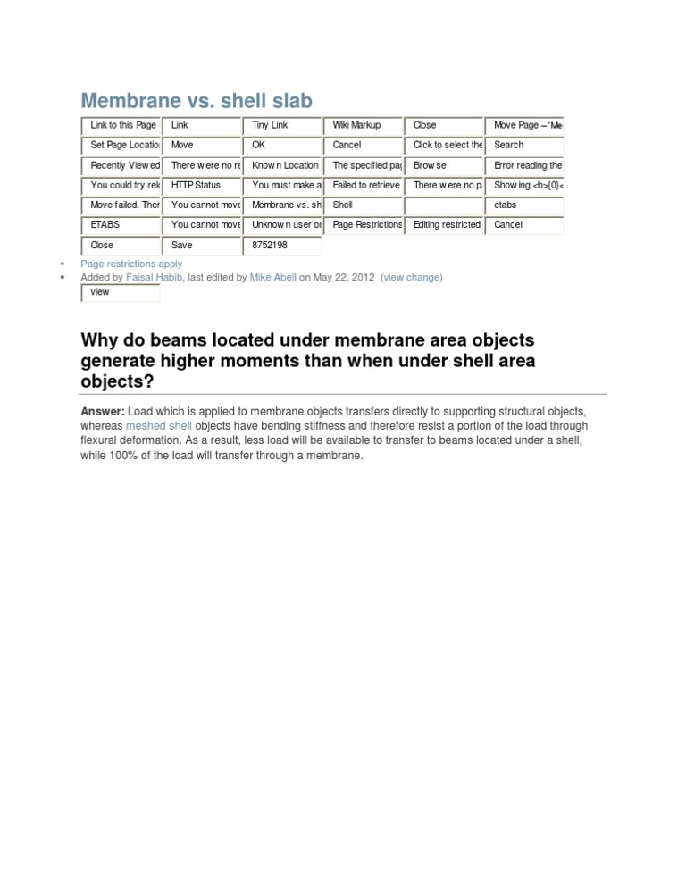Membrane Vs Shell in Etabs | PDF