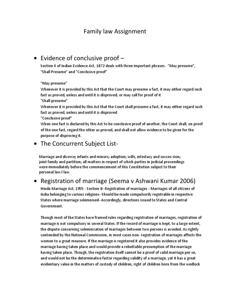 Family Law Assignment | PDF | Evidence (Law) | Marriage Family Law Assignment | PDF | Evidence (Law) | Marriage