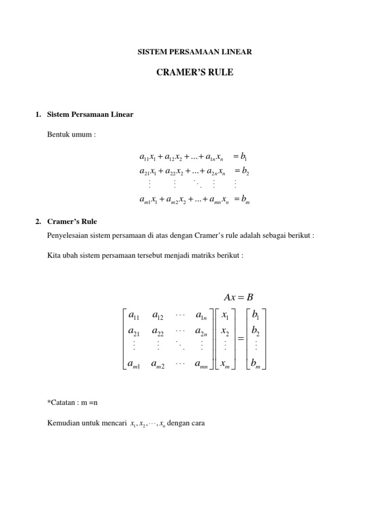 Cramer's Rule (Aturan Cramer) | PDF | Teaching Methods & Materials