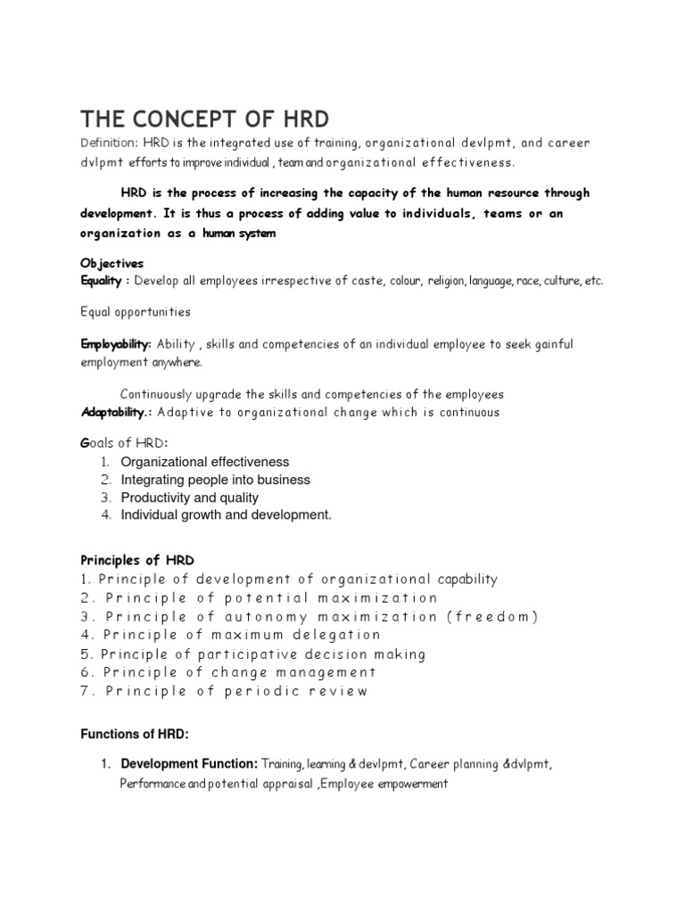 The Concept of HRD: Definition | PDF | Competence (Human Resources ...