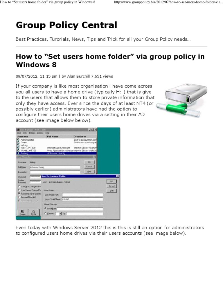 How To "Set Users Home Folder" Via Group Policy in Windows 8 | PDF ...