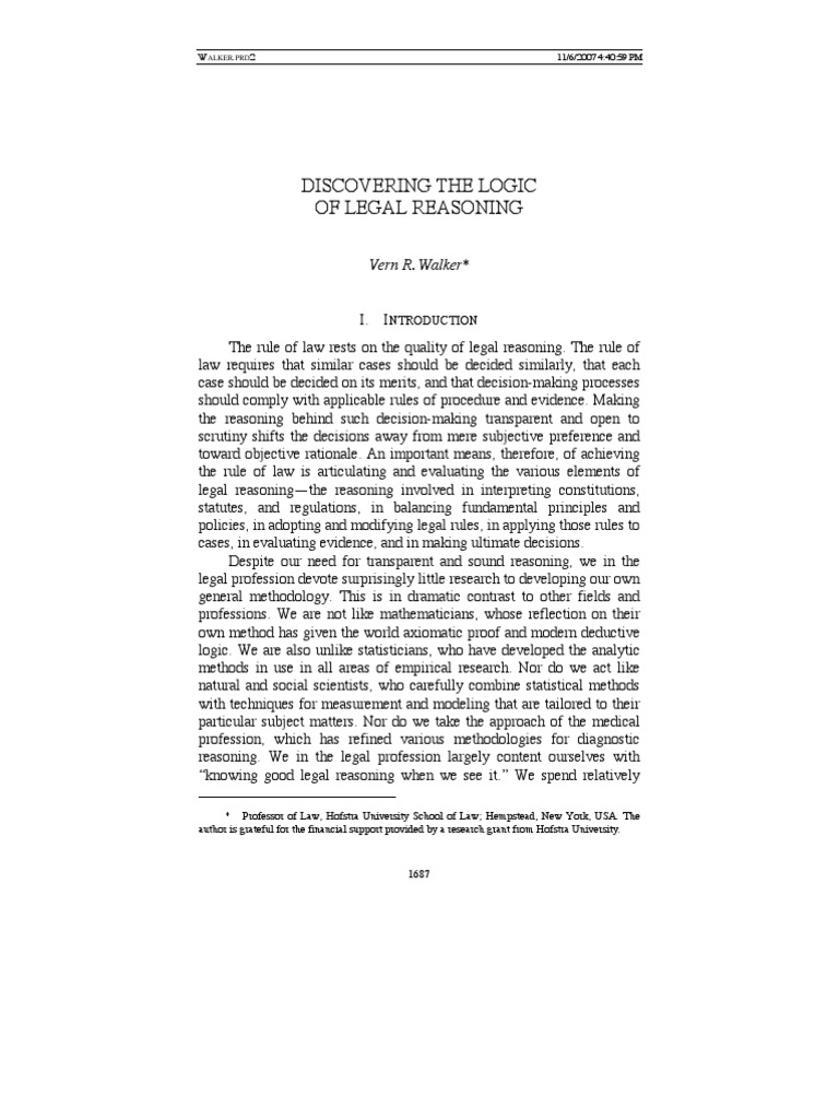 Logic of Legal Reasoning Explained | PDF | Evidence (Law) | Logic