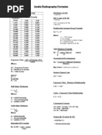 RT Formulas For Calculations | PDF | Radiography | Attenuation