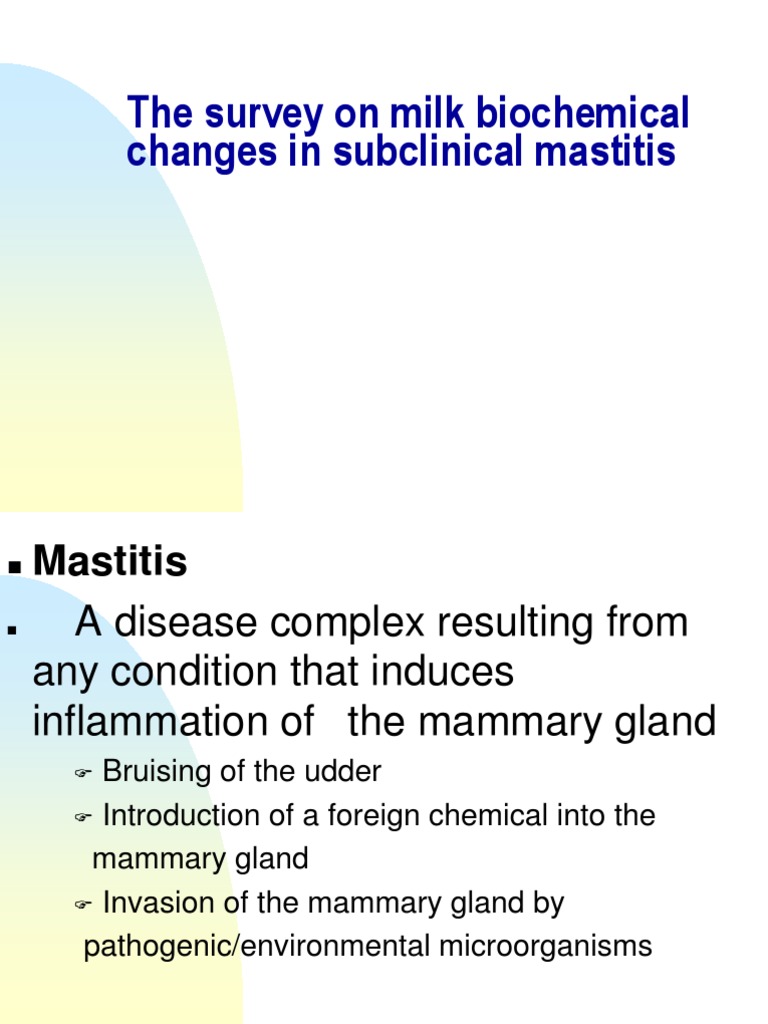 Biochemical Changes in Subclinical Mastitis | PDF | Milk | Diseases And ...