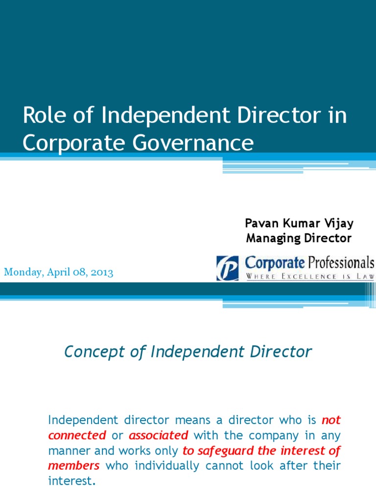Role of Independent Director Incorporate Governance | PDF | Board Of ...
