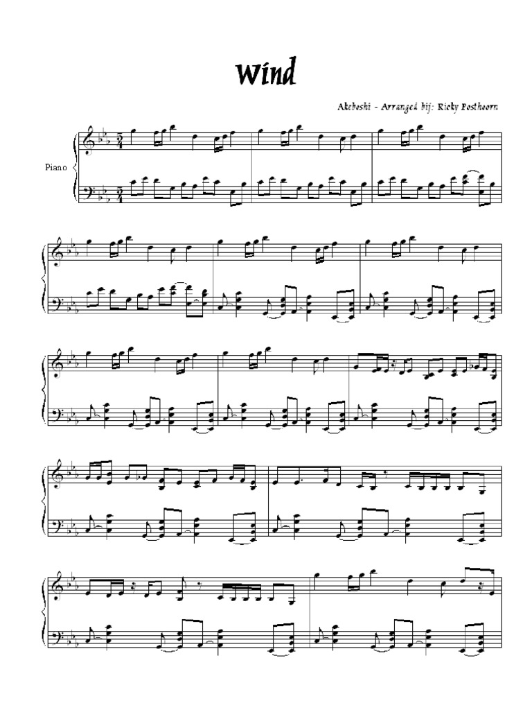 Wind - Naruto - for piano