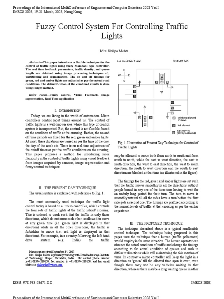 Fuzzy Control System For Controlling Traffic Lights: Abstract-This ...