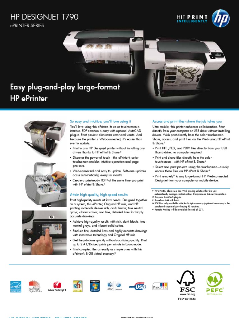 Brochure of HP Designjet T790 Series | PDF | Printer (Computing) | Microsoft Windows