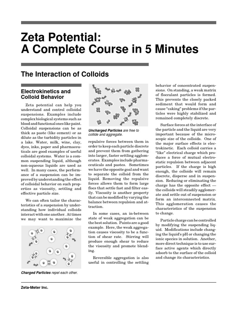 Zeta Potential PDF | PDF | Soft Matter | Chemical Substances