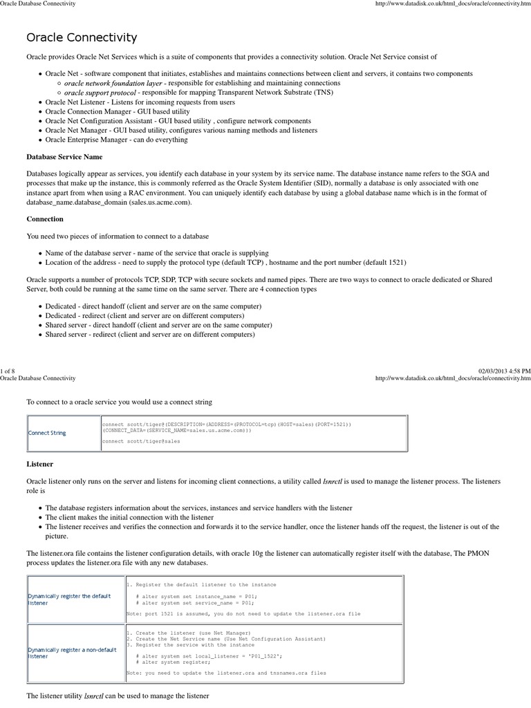 Oracle Database Connectivity | PDF | Oracle Database | Server (Computing)