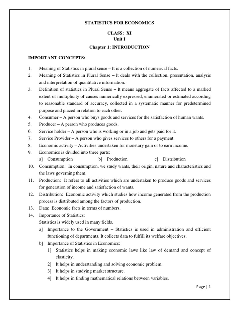 Study Material of Class XI Economics | PDF | Correlation And Dependence ...