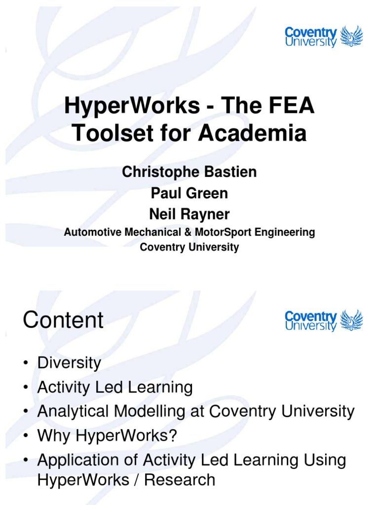HyperWorks - The FEA | PDF | Engineering | Project Management
