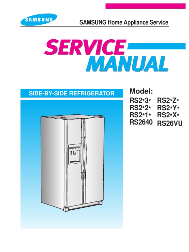 Samsung Side-By-side Refrigerator - Rs2630ww Series | PDF ...