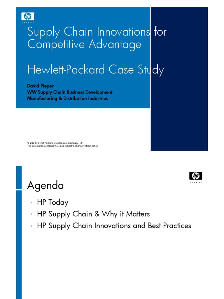 Supply Chain Innovations For Competitive Advantage Hewlett-Packard Case ...
