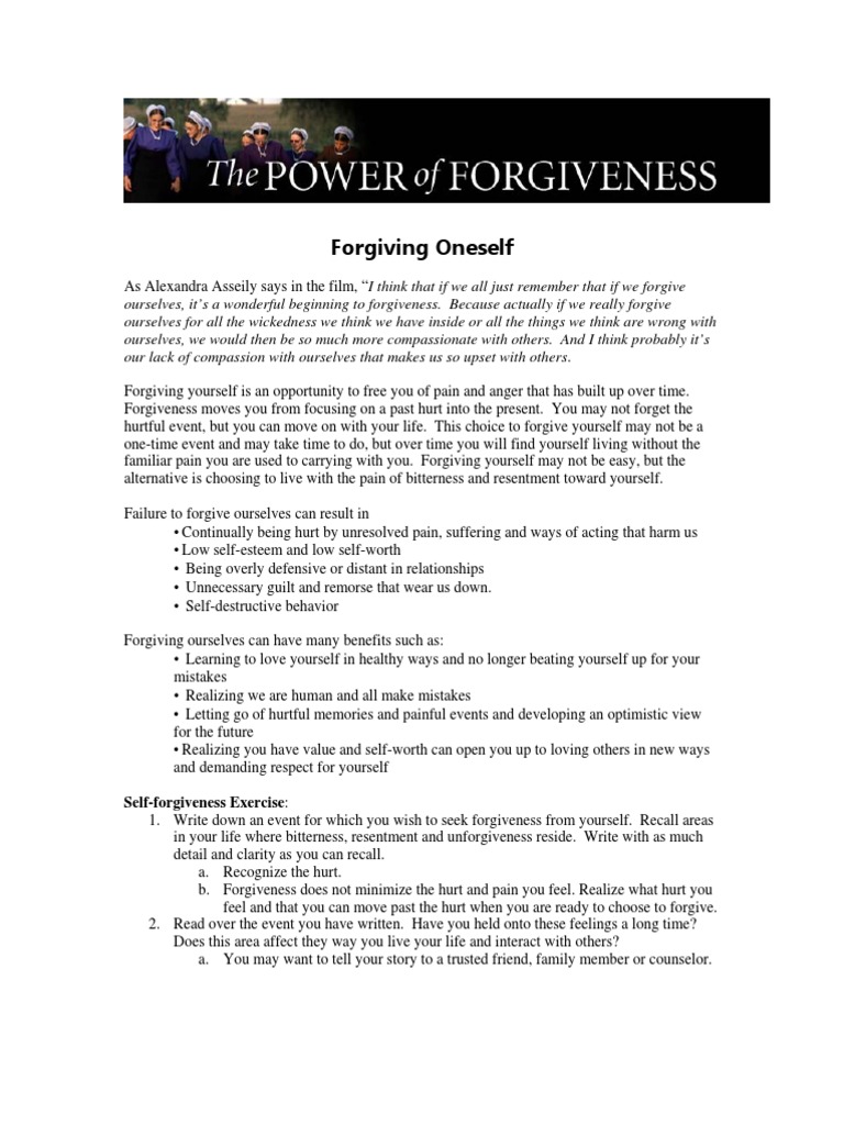An Exercise in Forgiving Oneself | Forgiveness | Self Esteem