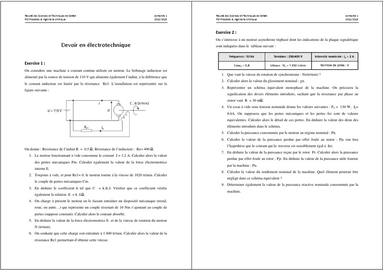 Devoir en Électrotechnique | PDF
