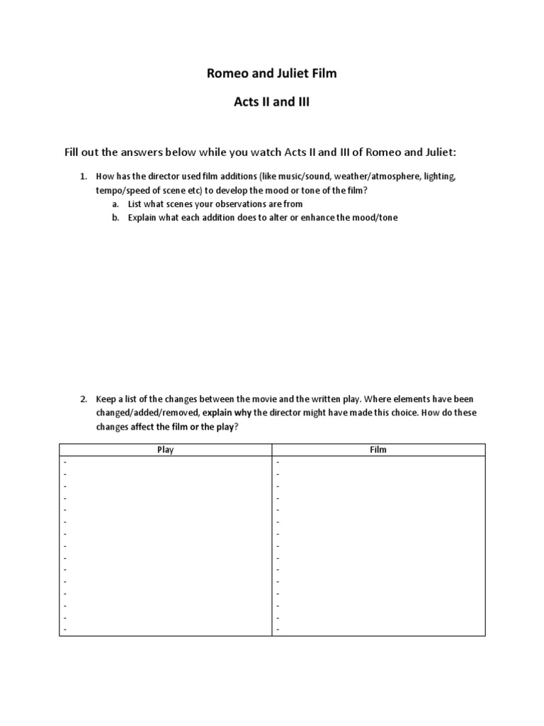 Analyzing Romeo and Juliet Film Adaptation | PDF