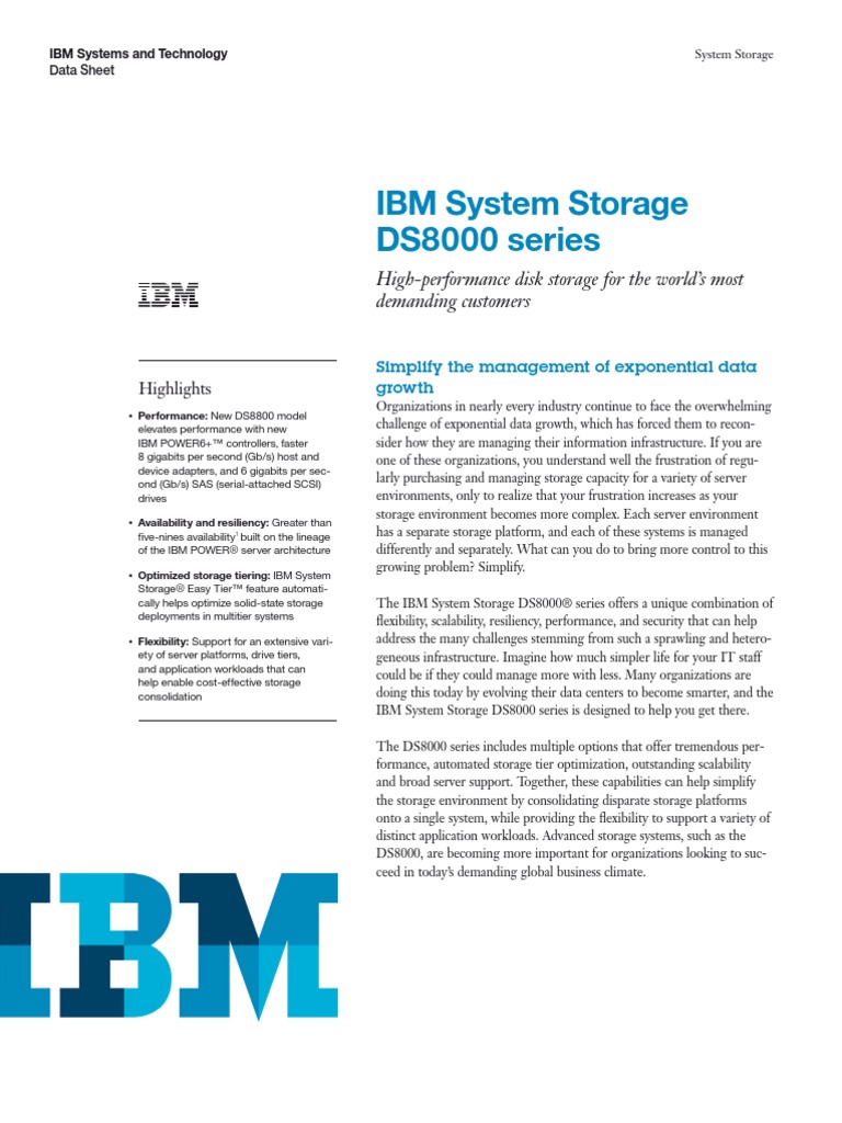 IBM System Storage DS8000 Series: High-Performance Disk Storage For The World's Most Demanding ...