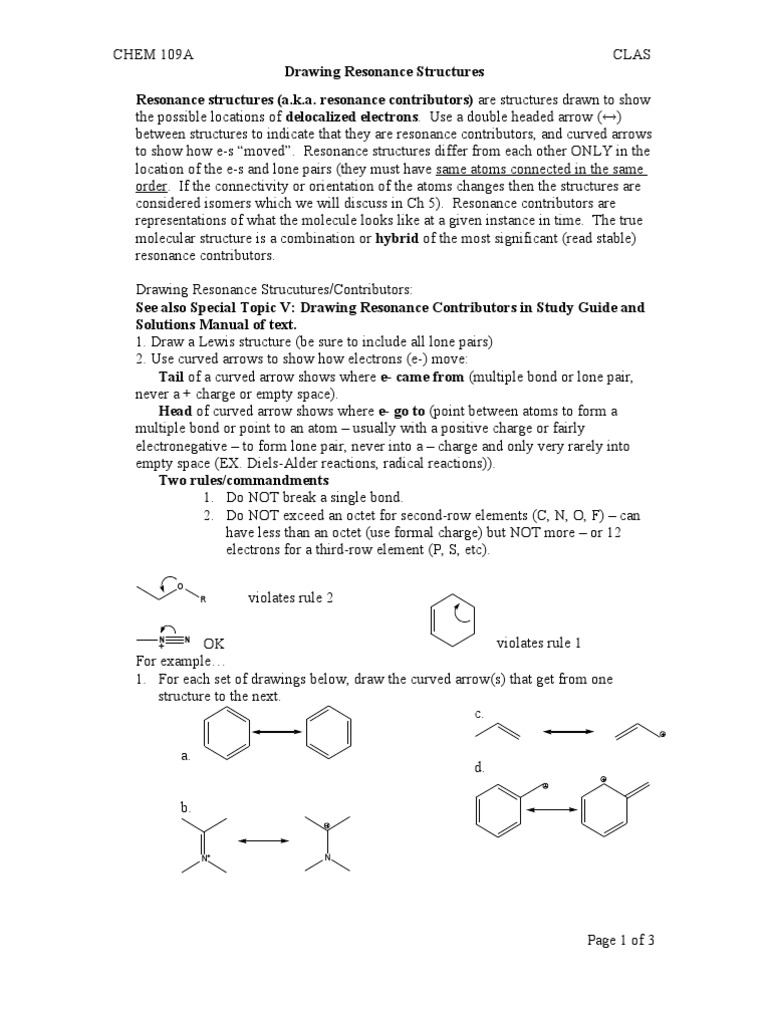 Drawing Resonance Structures | PDF | Chemical Bond | Covalent Bond