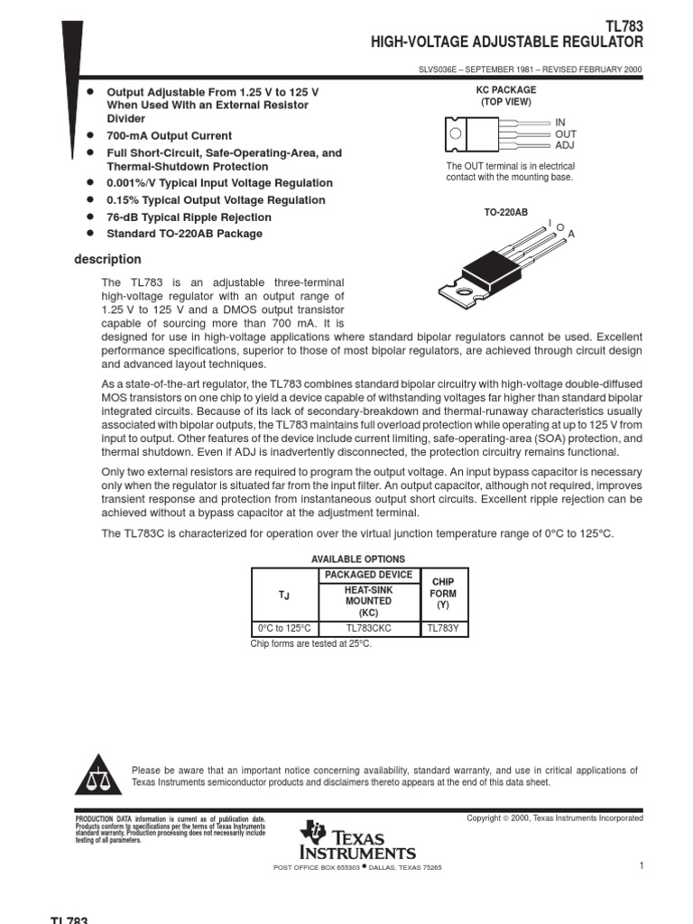 TL783C | PDF | Capacitor | Electronic Circuits