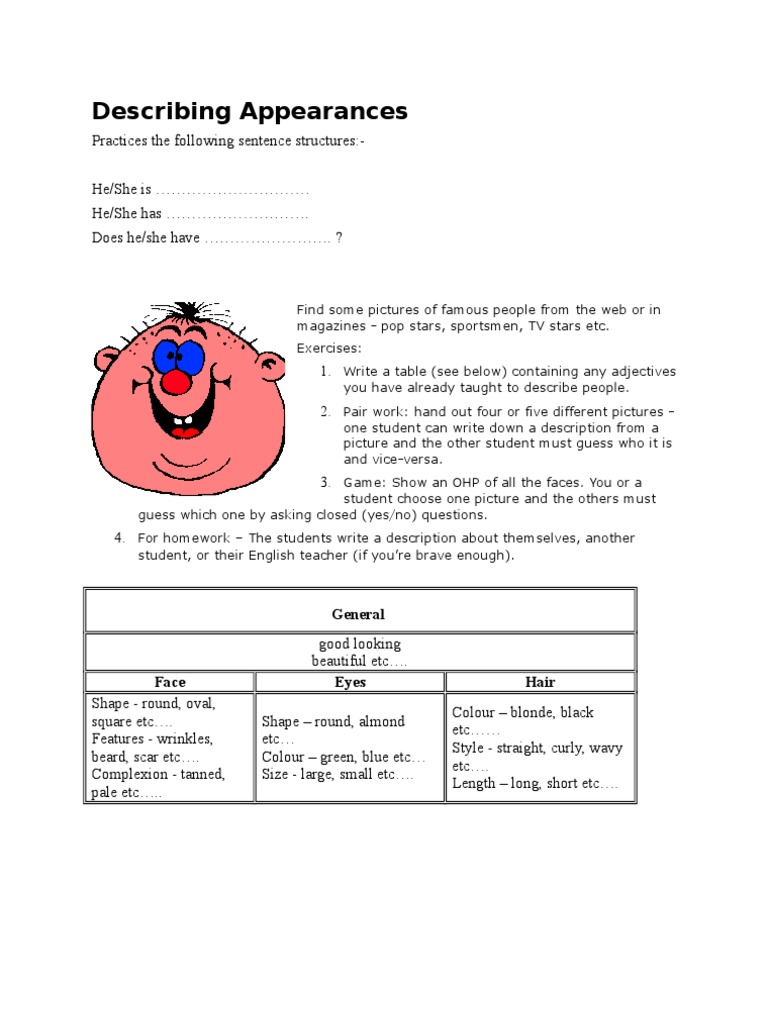 Describing People’s Appearances | PDF