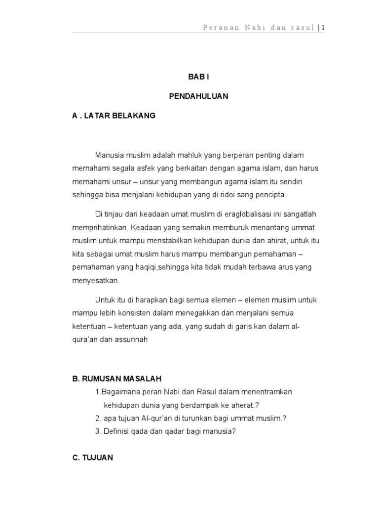 Makalah Peranan Nabi Dan Rasul | PDF