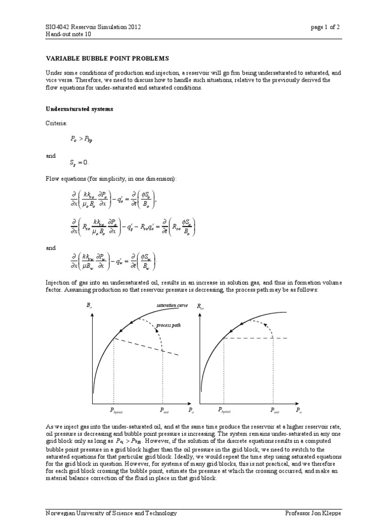 Note10 Reservoir Simulation | PDF | Equations | Gases