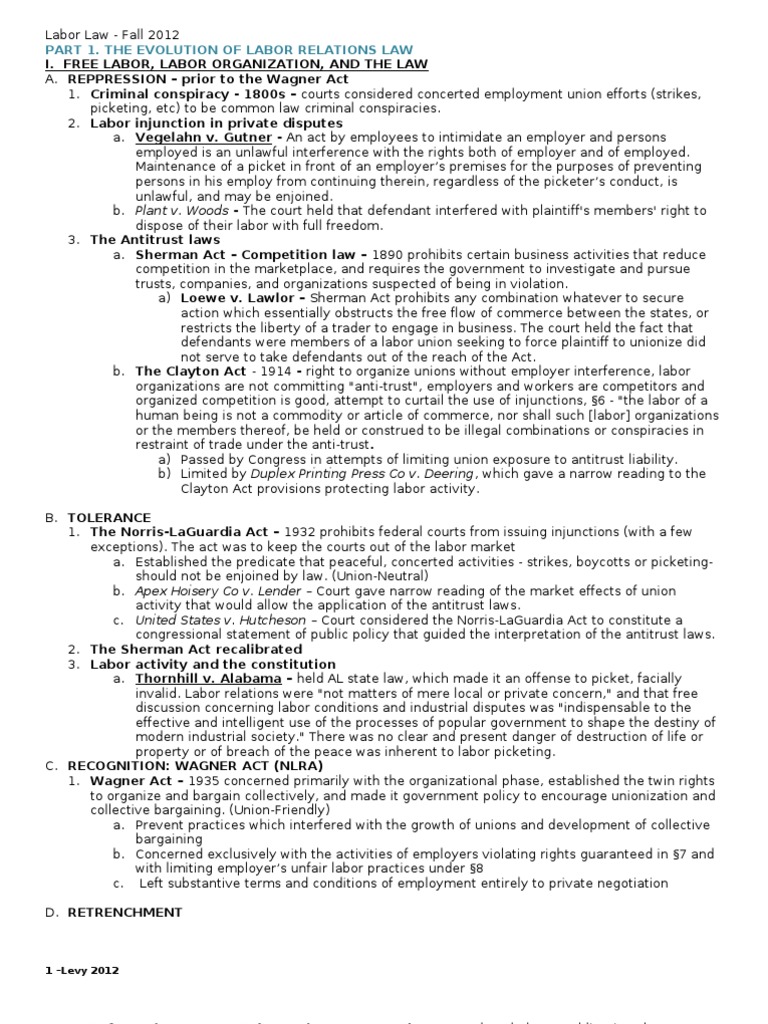 Labor Law Outline | PDF | Unfair Labor Practice | National Labor ...
