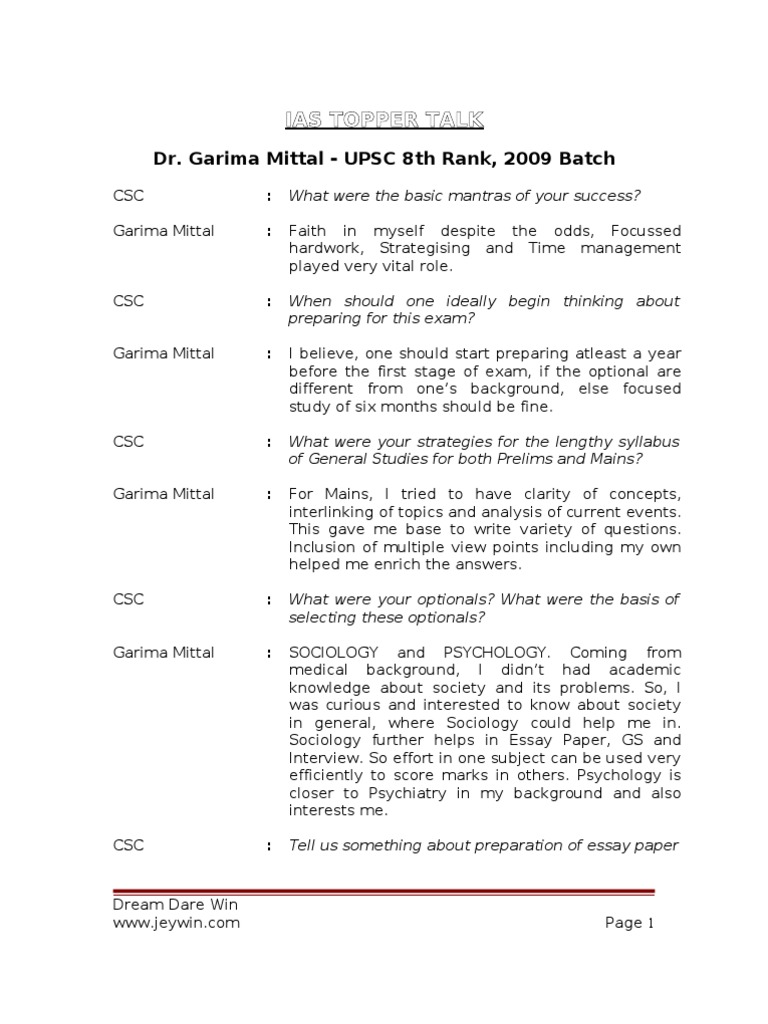 Dr. Garima Mittal: IAS Success Insights | PDF | Test (Assessment ...