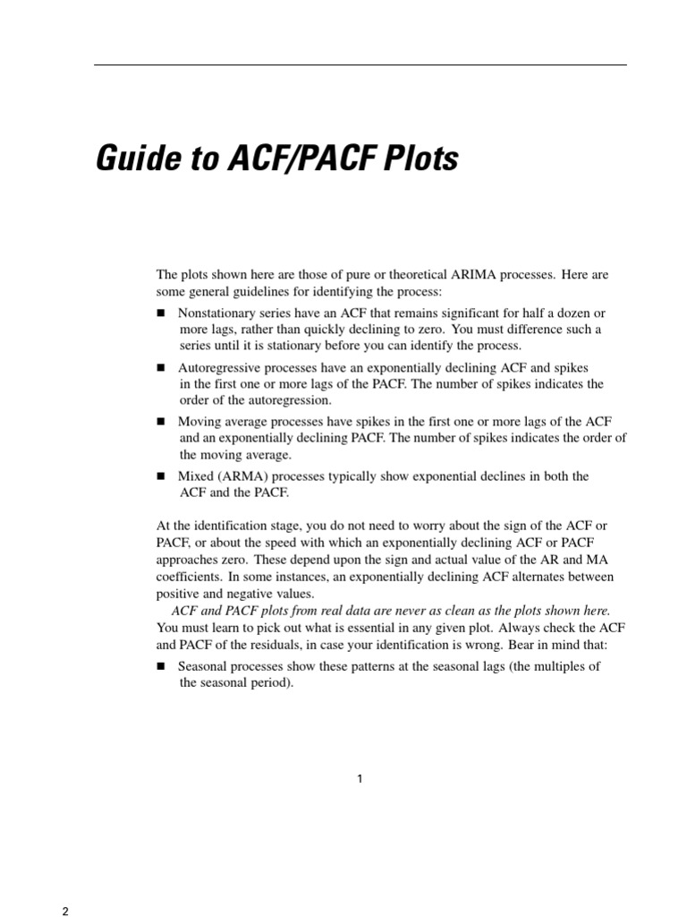 Guide To ACF PACF Plots | PDF | Teaching Methods & Materials
