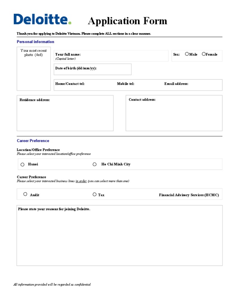 Deloitte Application Form - Graduate Recruitment 2013 | PDF