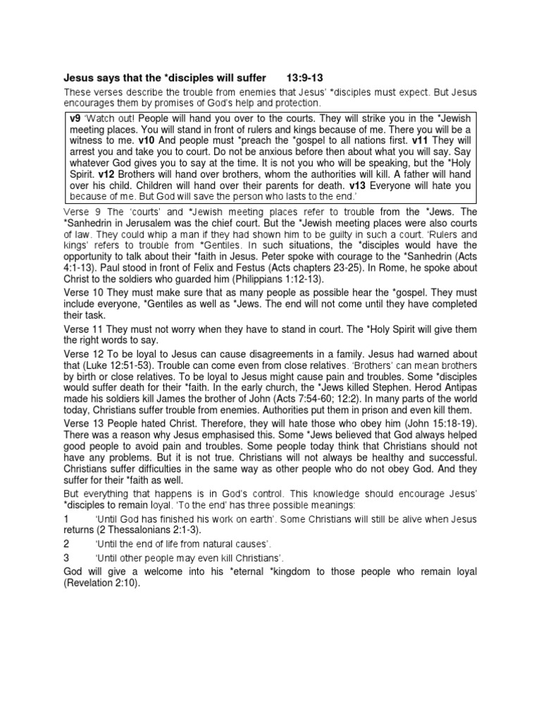 Mark Chapter 13b | PDF | Acts Of The Apostles | Disciple (Christianity)