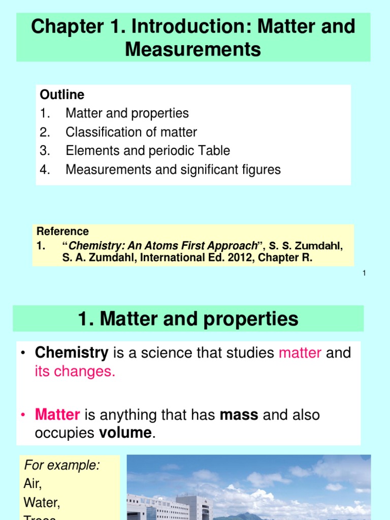 Chapter 1. Introduction: Matter and Measurements: Outline | PDF
