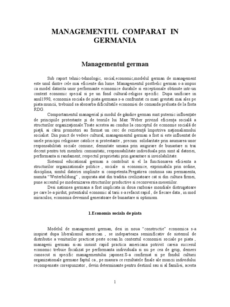 Management Comparat - Germania | PDF