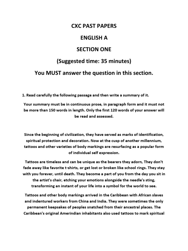 CXC Past Papers English A 2007 | PDF | Foreign Language Studies