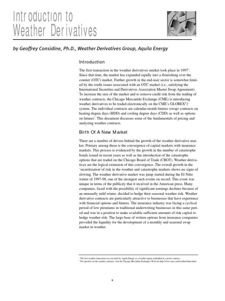 Weather Derivatives | PDF